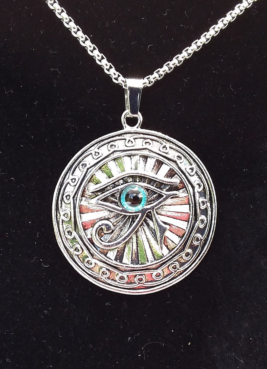 Large Silver Eye of Horus on 2 Mm Box Chain * Egyptian Necklace * Gift ...