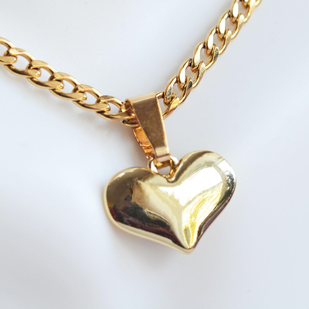 Gold-plated Heart on a Curb Chain by the Healing Gypsy * Gold Heart ...