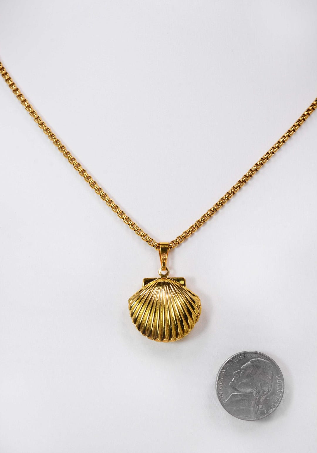 Mini Gold-plated Seashell Photo Locket Necklace by the Healing Gypsy ...