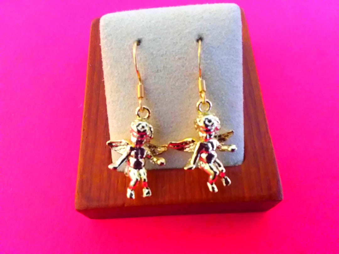 Gold Winged Cupid Dangle & Drop Earrings by the Healing Gypsy *gold ...