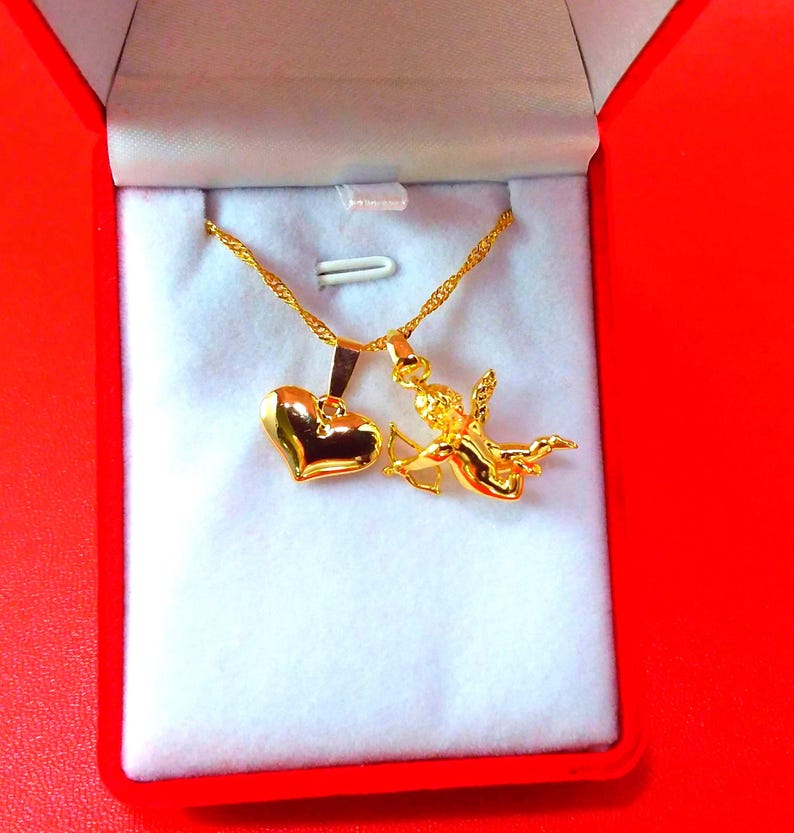 14kt Gold Cupid & Heart Charm Necklace by the Healing Gypsy * Cupid and ...