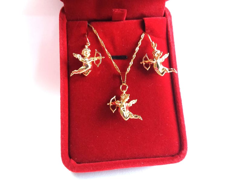 14kt Gold Cupid Jewelry Gift Set by the Healing Gypsy* Cupid Necklace W ...