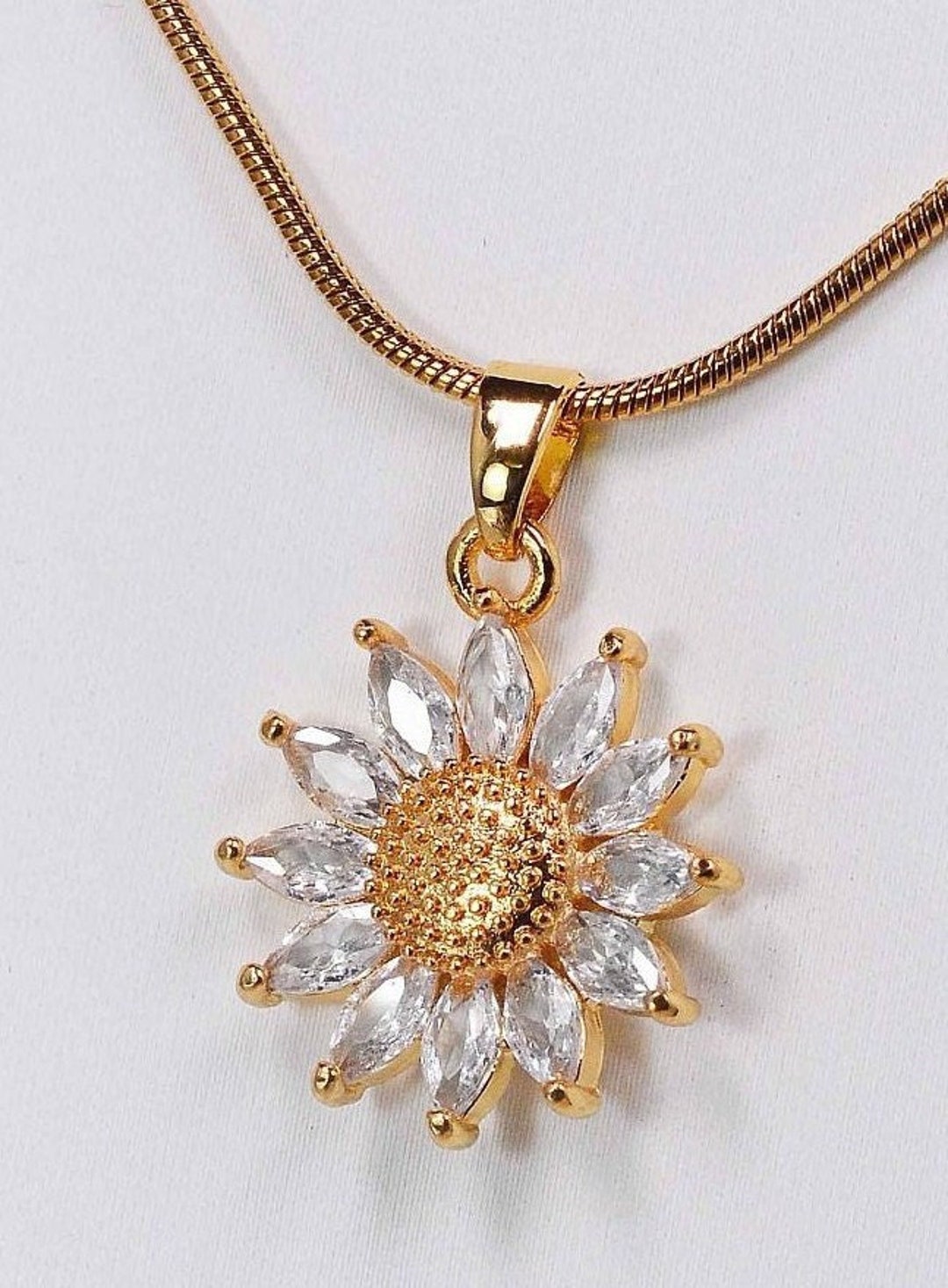 Crystal Sunflower Charm Necklace by the Healing Gypsy * Gold & Crystal ...