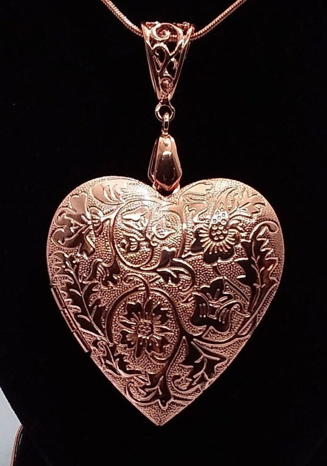 Rose Gold Plated Brass HUGE Heart Shaped Photo Locket Pendant by the ...