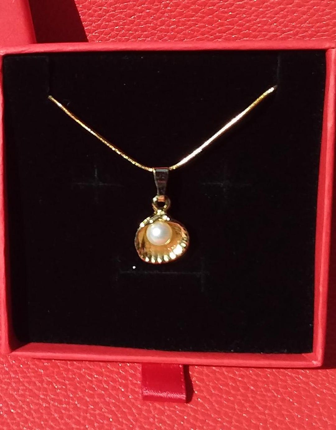 18 Kt Gold Seashell W/ Faux Pearl Charm Necklace by the Healing Gypsy ...