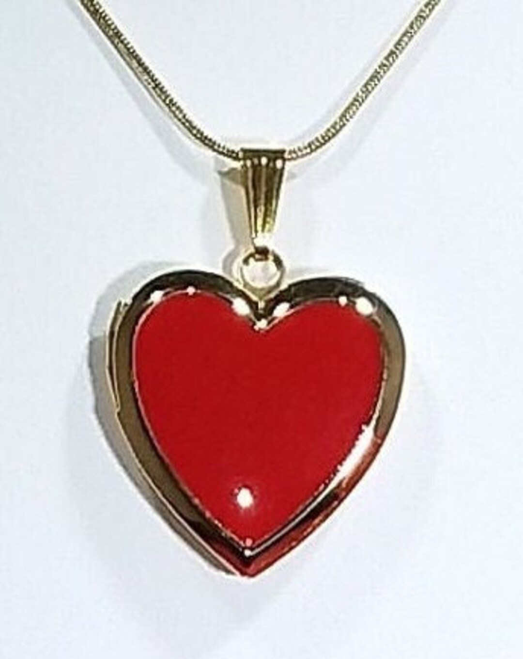 LOCKET Red and Gold Heart Shaped Photo Locketkeepsake Locket gift for ...