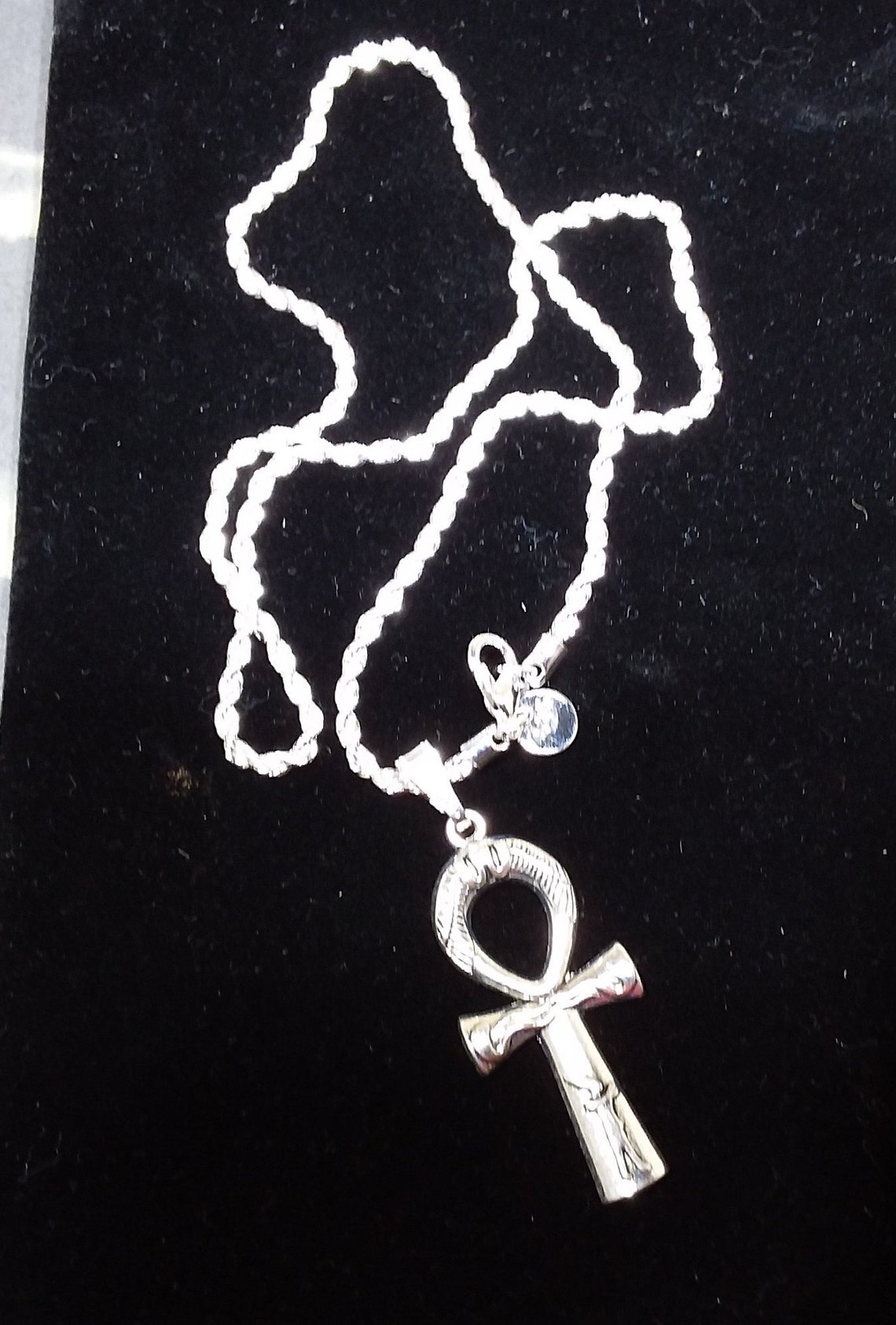 Large Silver Ankh Pendant Necklace Silver Ankh Necklace for | Etsy