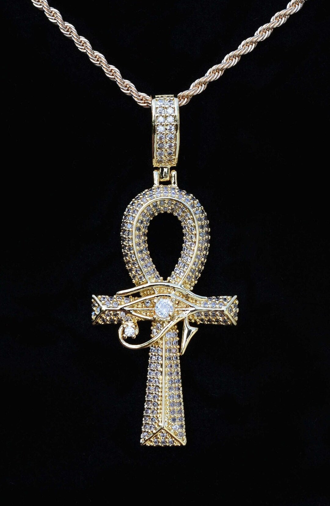 Gold CZ Ankh & Eye of Horus Pendant Necklace by the Healing Gypsy ...