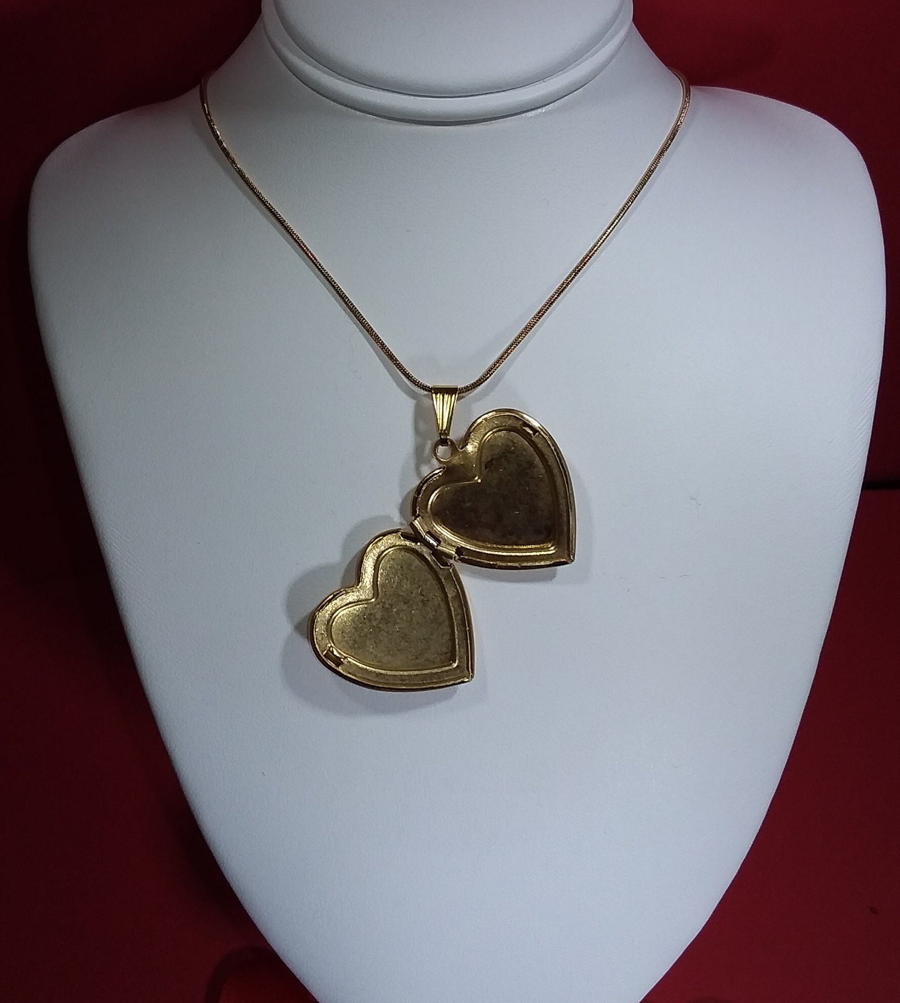 LOCKET Red and Gold Heart Shaped Photo Locket Keepsake - Etsy