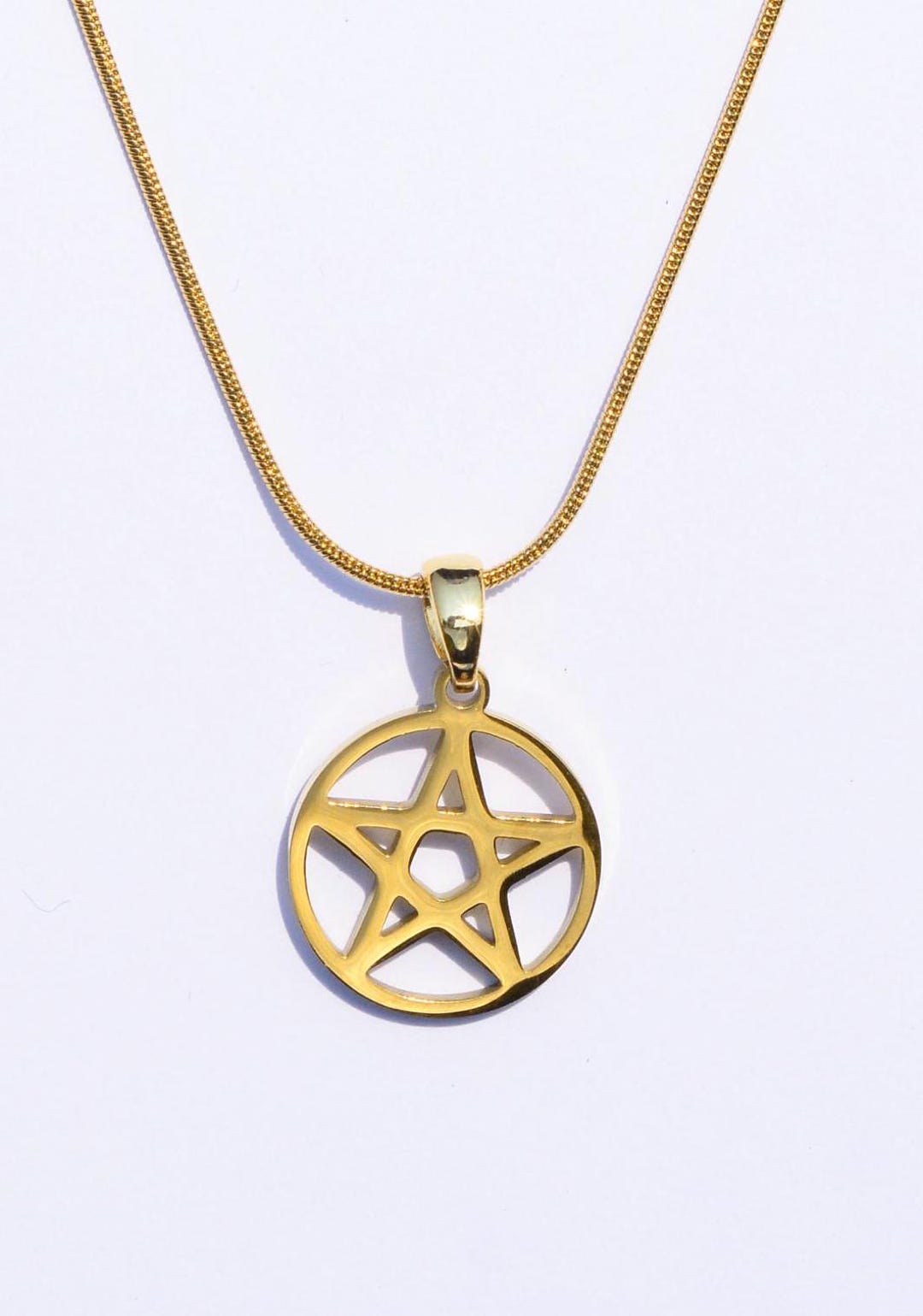 Prosperity Gold-plated Pentacle Stainless Steel Charm Necklace by the ...