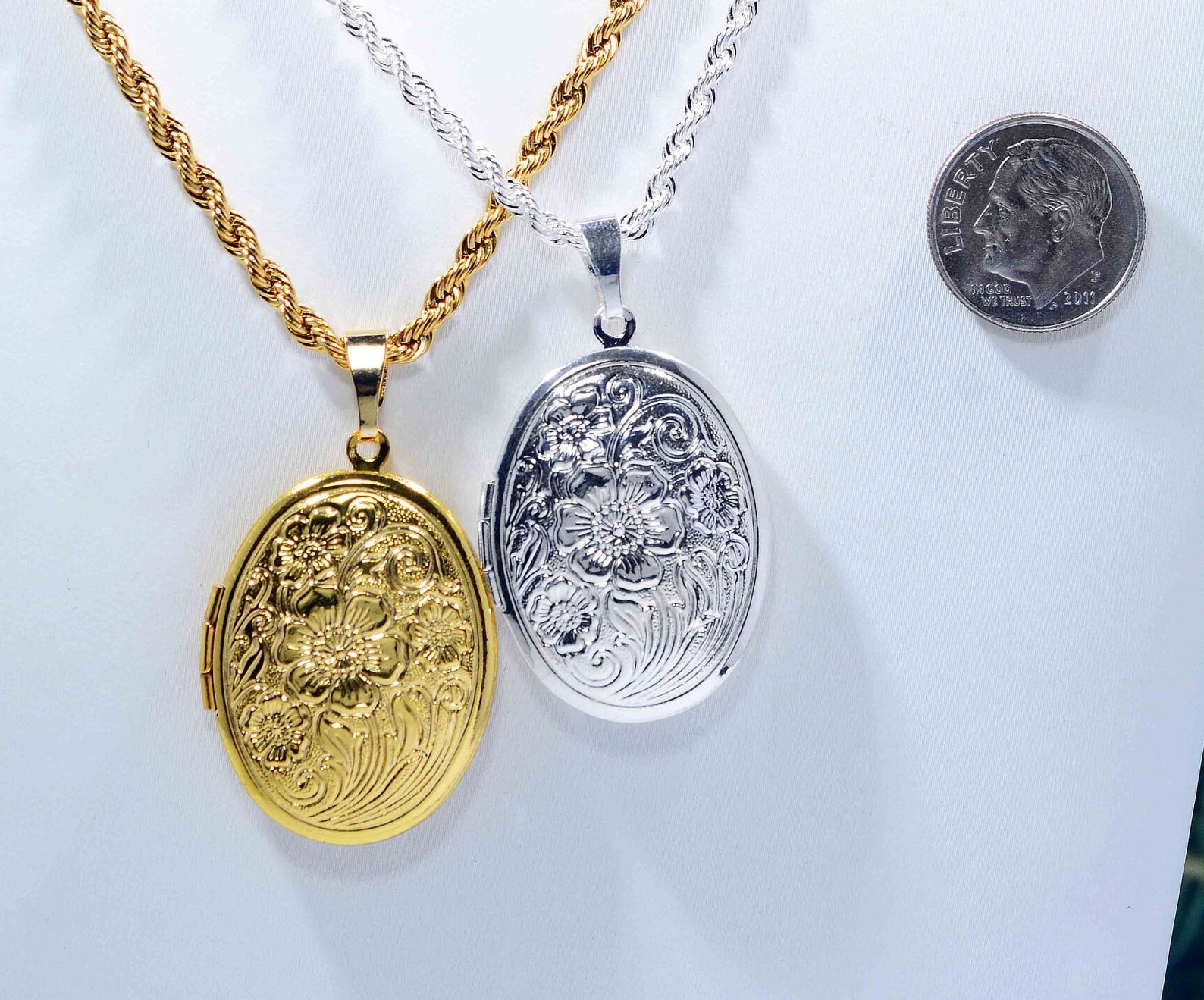 Floral Engraved Gold-plated Oval Locket Necklace by the Healing Gypsy ...