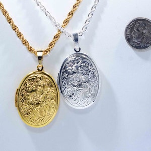 Gold Oval Photo Locket Necklace by the Healing Gypsy *floral Engraved ...