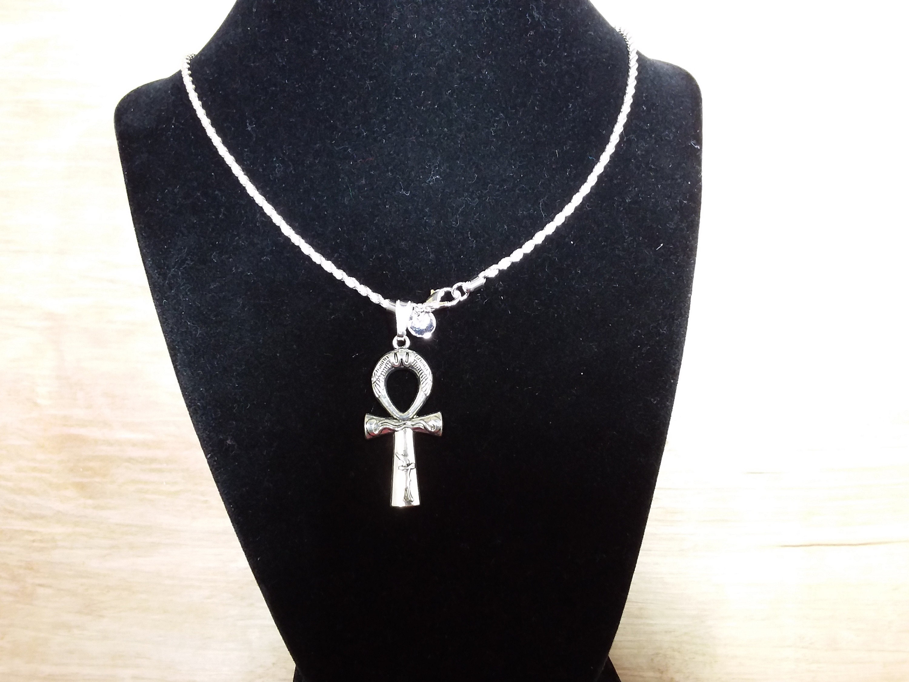 Large Silver Ankh Pendant Necklace Silver Ankh Necklace for | Etsy