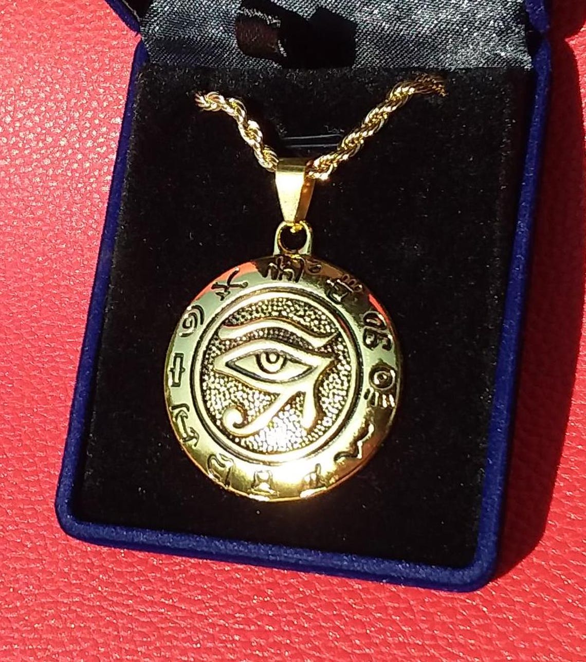 Large EYE of HORUS Medallion on a 2 Mm Gold Rope Chain by the Healing ...