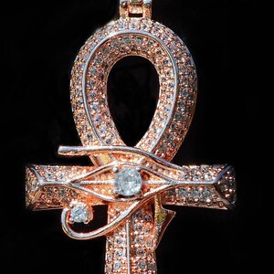 Rose Gold CZ Ankh & Eye of Horus Pendant: Egyptian Jewelry - Etsy