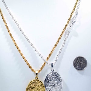 Gold Oval Photo Locket Necklace by the Healing Gypsy *floral Engraved ...