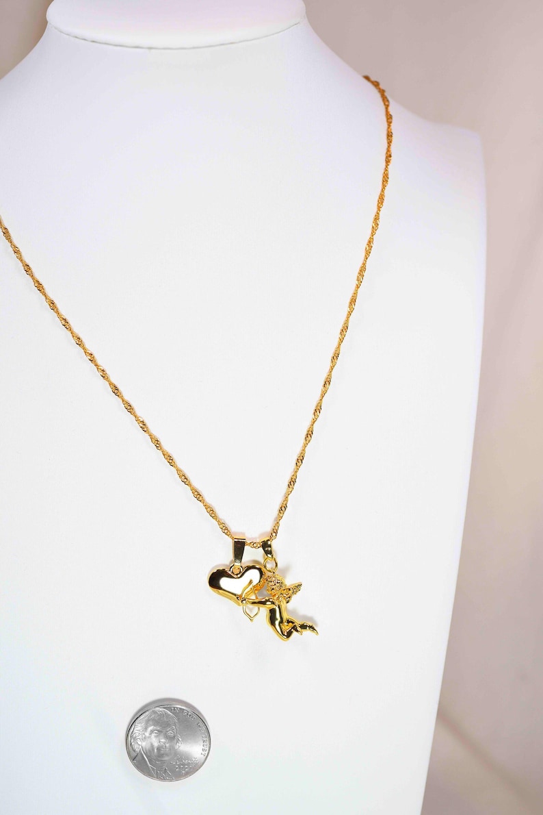 14kt Gold Cupid & Heart Charm Necklace by the Healing Gypsy * Cupid and ...
