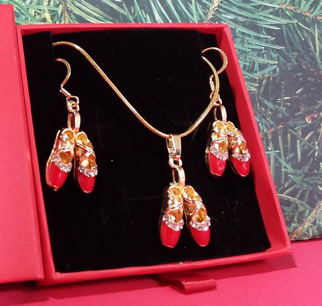 Red Dancing Shoes Jewelry Gift Set Ballet Dancer Gift Young Girl Gift ...