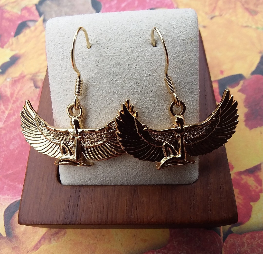 Gold Winged Isis Dangle Earrings Goddess Isis Dangle and - Etsy