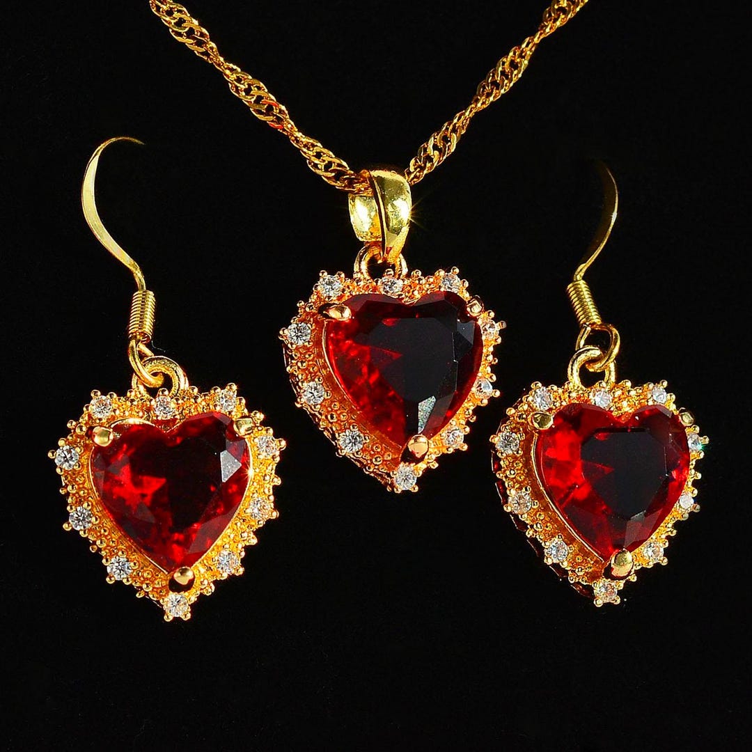 Red CZ Heart Jewelry Gift Set by the Healing Gypsy * Red CZ Heart ...