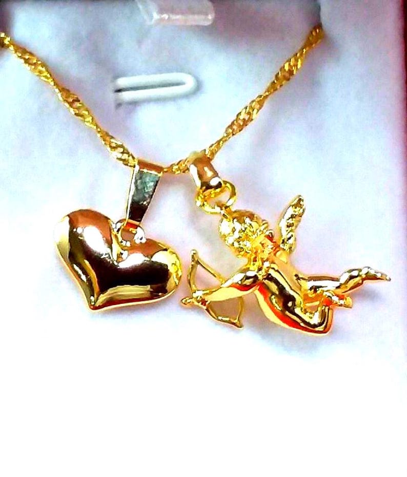 14kt Gold Cupid & Heart Charm Necklace by the Healing Gypsy * Cupid and ...