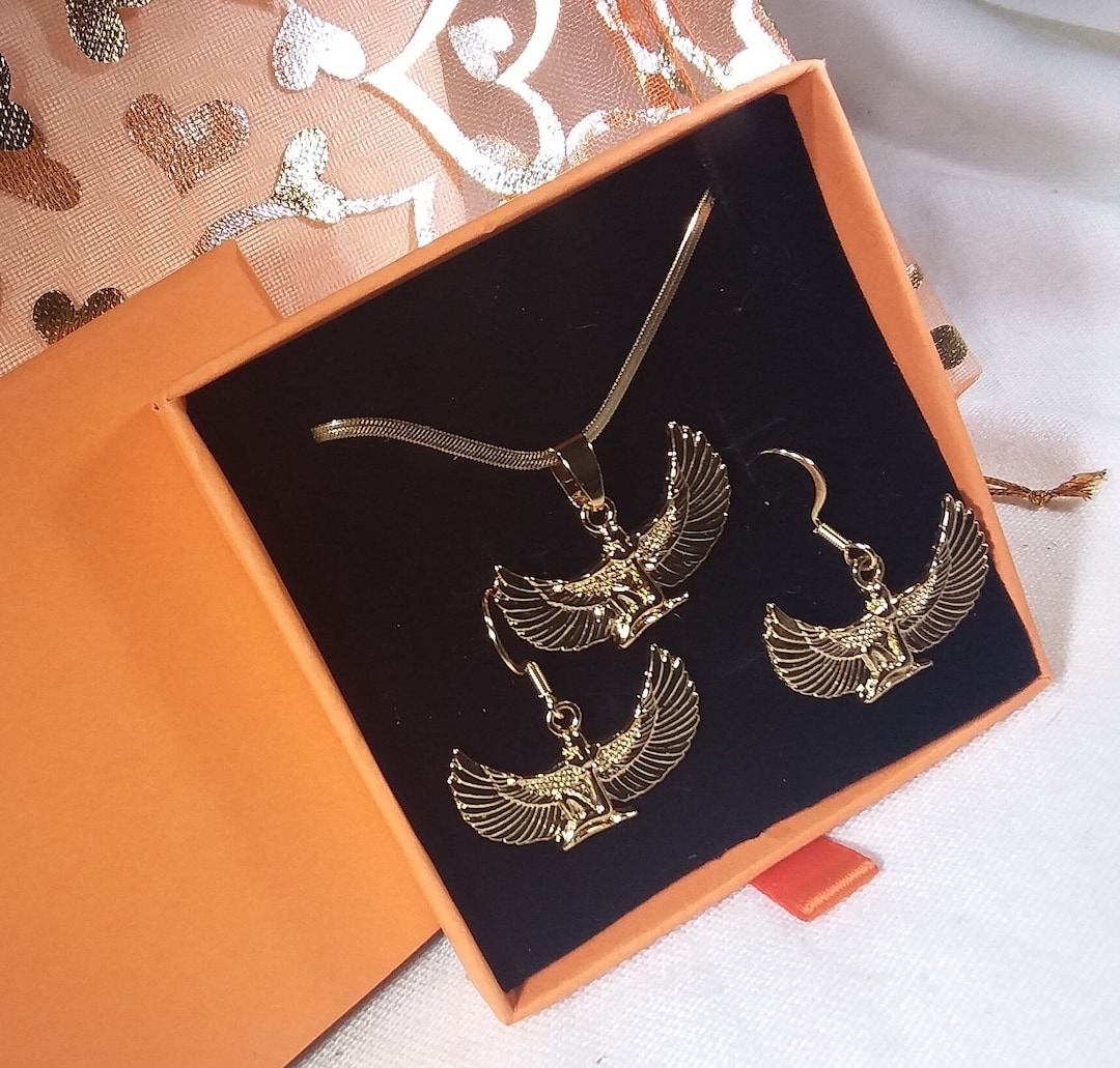 Gold Winged Isis Jewelry Gift Set Gold Winged Isis Charm - Etsy