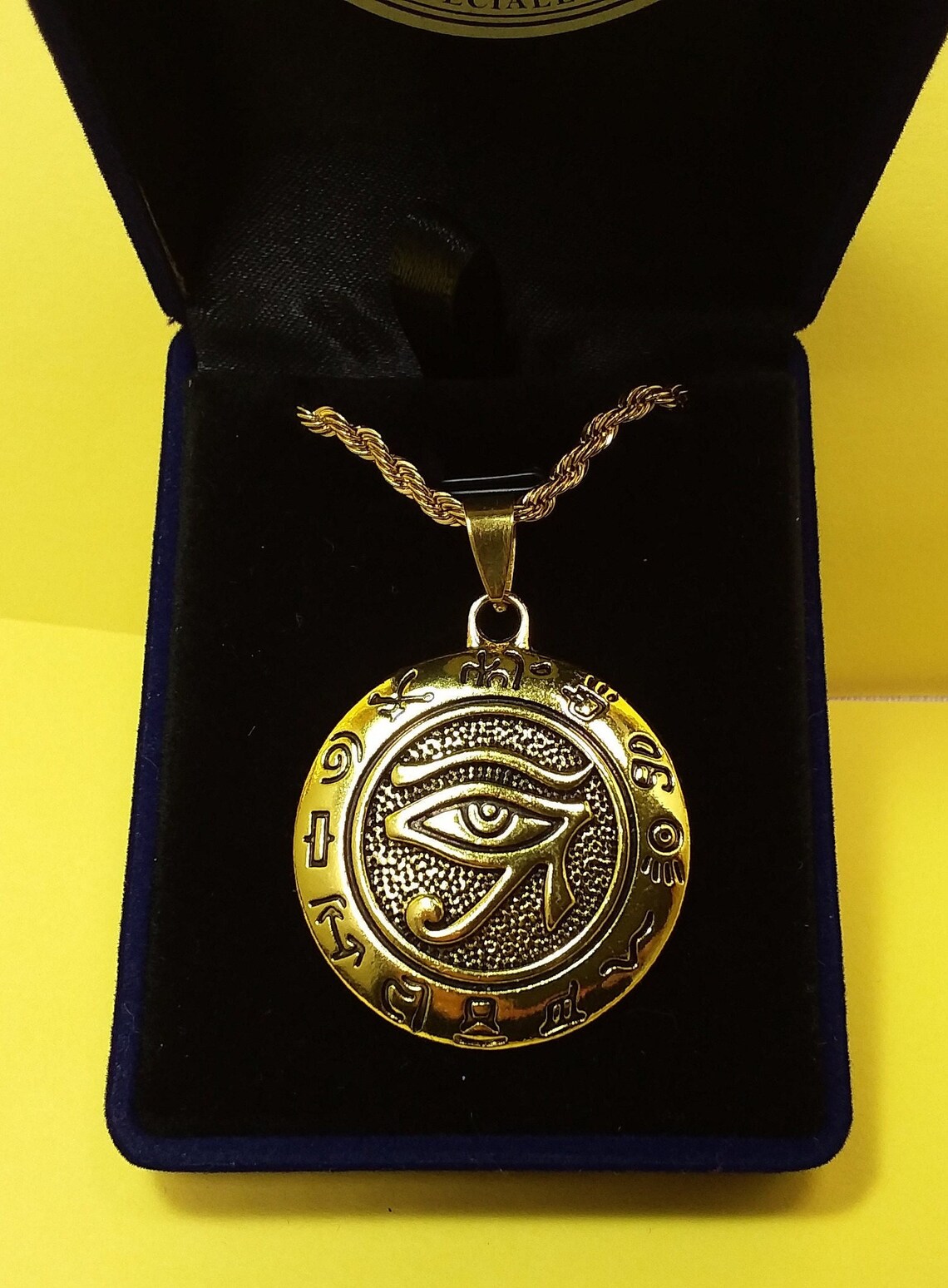 Large EYE of HORUS Medallion on a 2 Mm Gold Rope Chain by the Healing ...