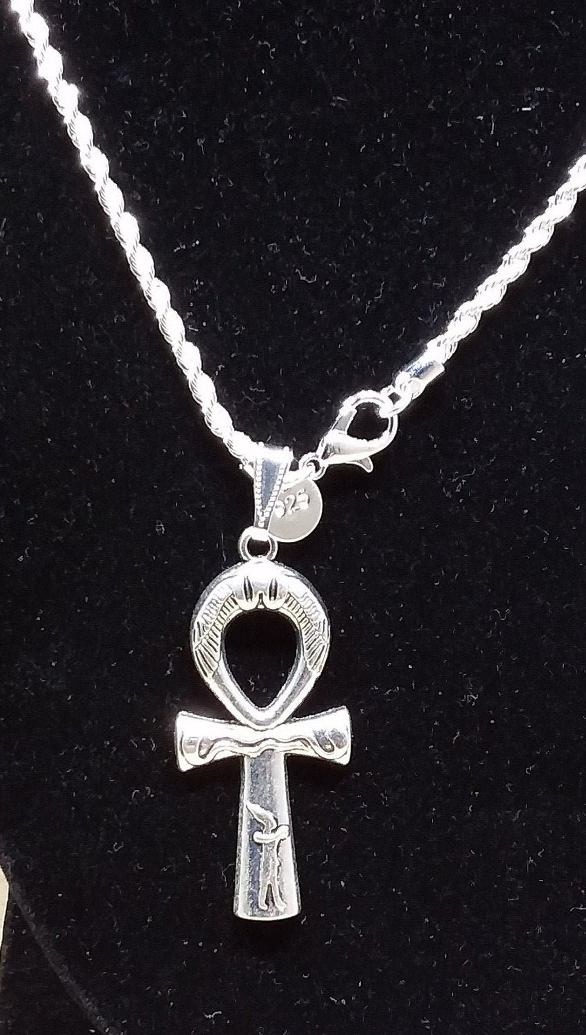 Large Silver Ankh Pendant Necklace Silver Ankh Necklace for | Etsy