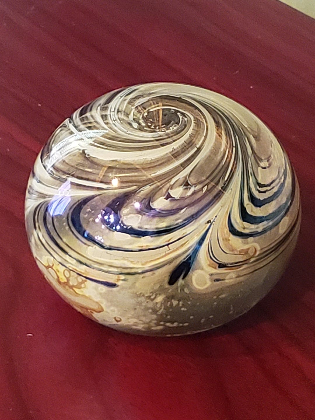 Signed Swirl Glass Paperweight - Vintage - Etsy