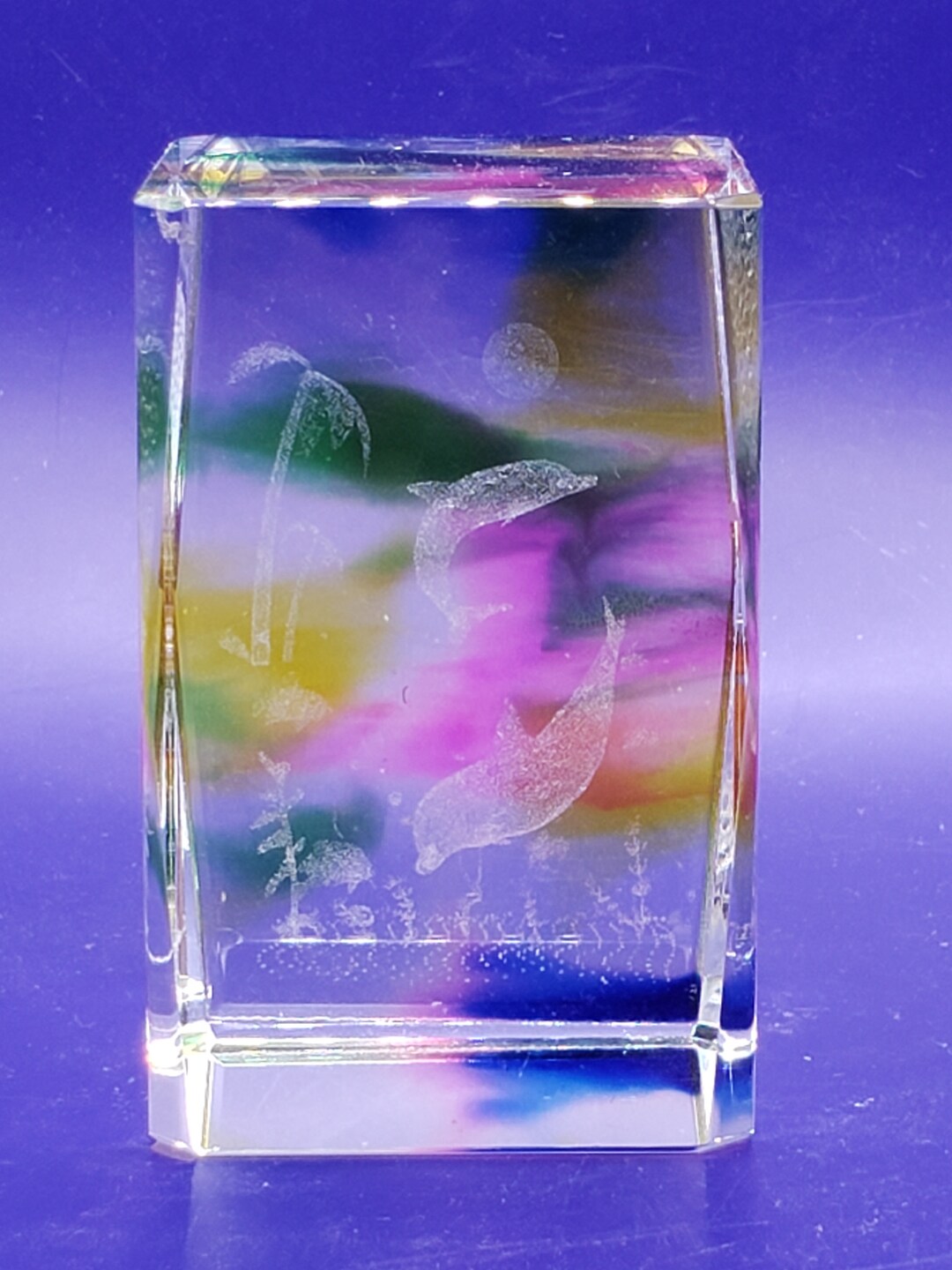 Laser Etched Glass Paperweight Dolphins - Etsy