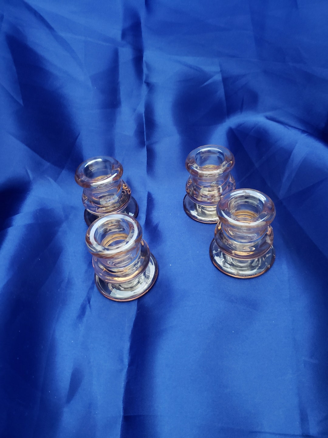 Amber Glass Candlestick Holders 4 - Etsy