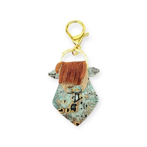 Highland Cow Keychain, Cow Keyring, Genuine Leather Keychain, Purse Bag ...