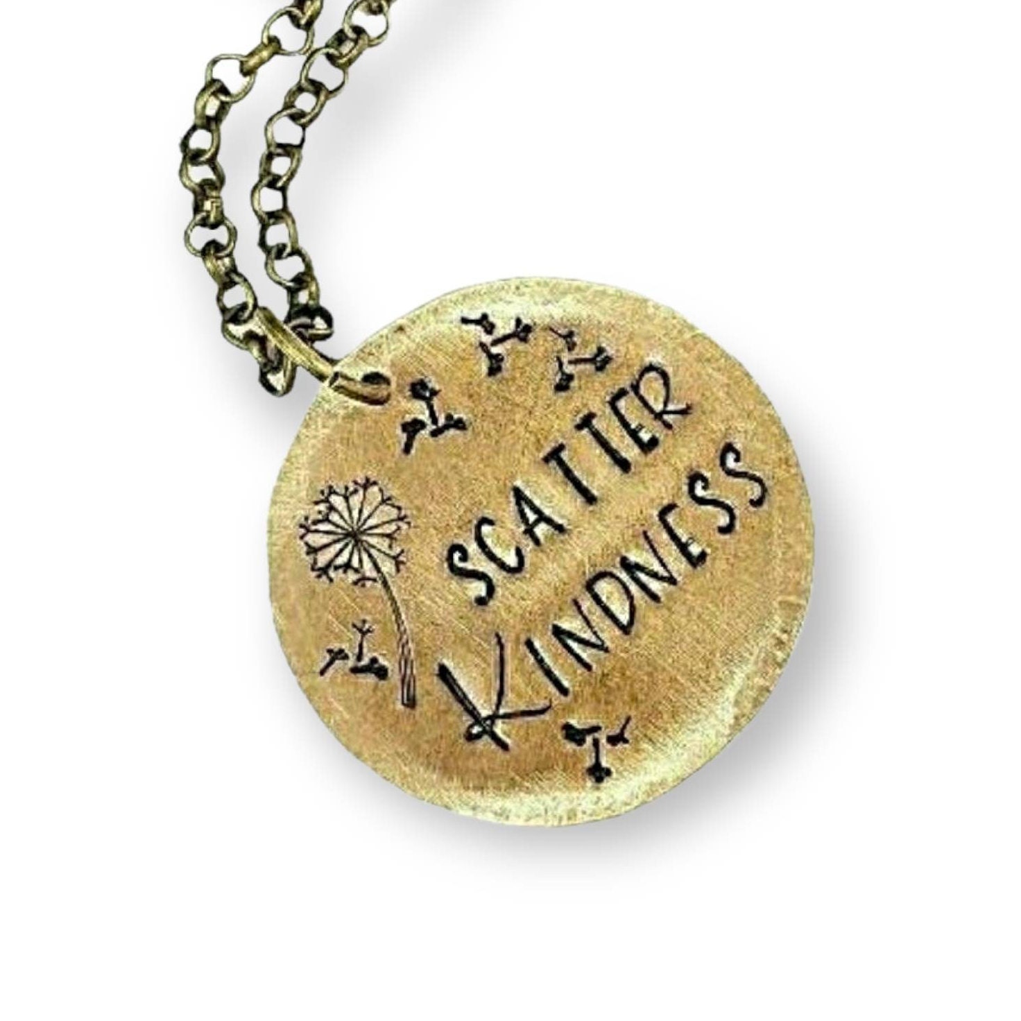 Scatter Kindness Necklace, Hand Stamped Dandelion Necklace ...