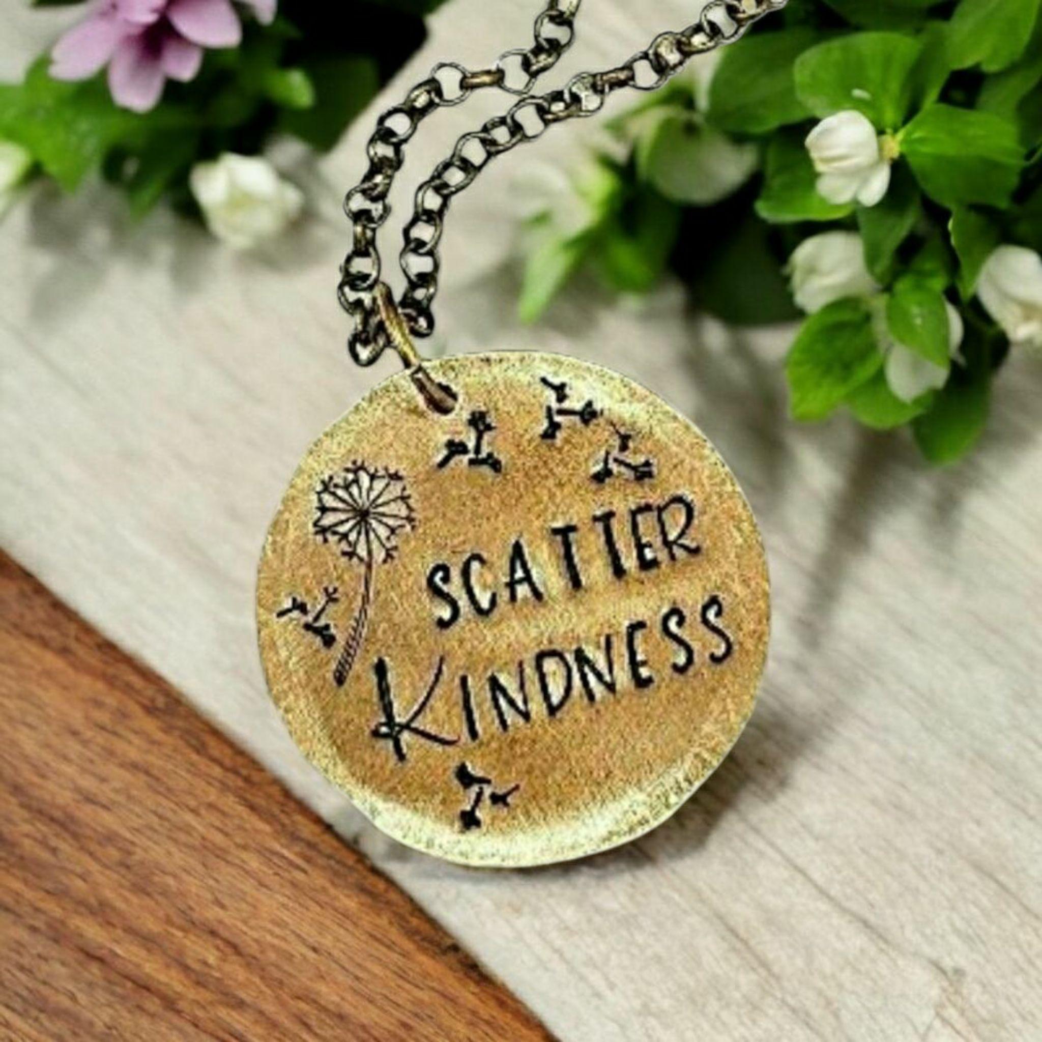 Scatter Kindness Necklace, Hand Stamped Dandelion Necklace ...