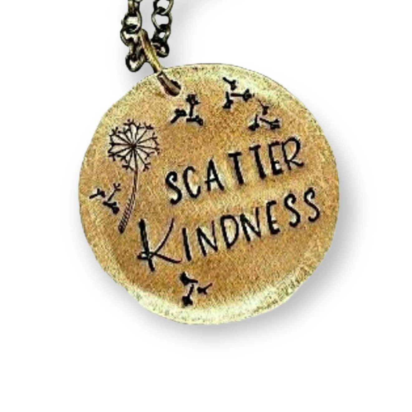 Scatter Kindness Necklace, Hand Stamped Dandelion Necklace ...