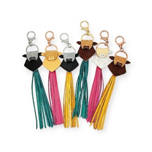 Cow Keychain, Cow Keyring, Genuine Leather Keychain, Highland Cow ...