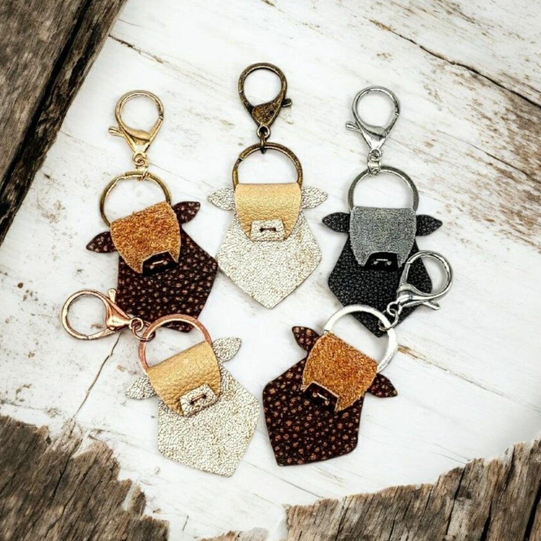 Cow Keychain, Cow Keyring, Genuine Leather Keychain, Highland Cow ...