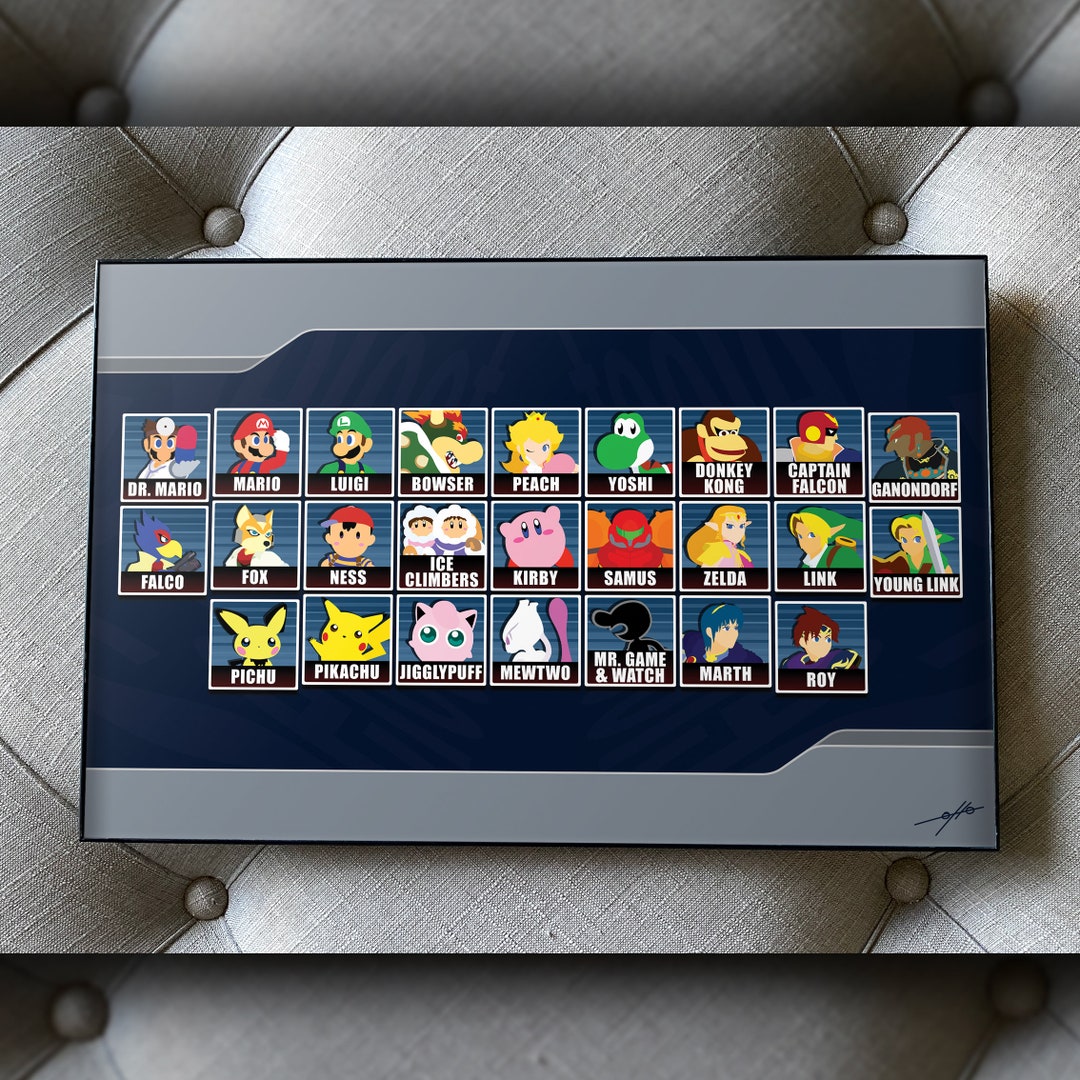 Melee Roster Poster - Super Smash Bros. Melee SSBM - Etsy