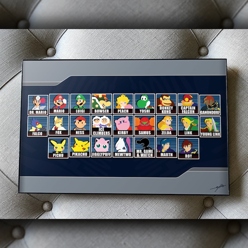 Melee Roster Poster Super Smash Bros. Melee SSBM - Etsy
