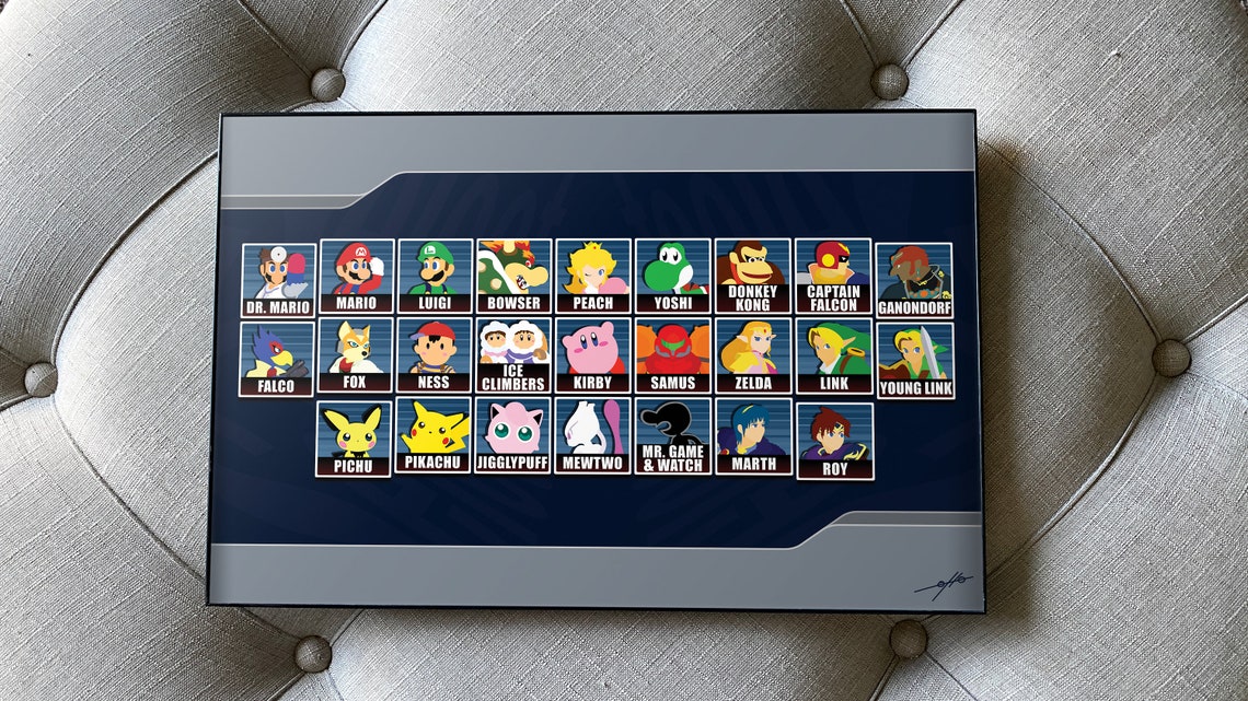 Melee Roster Poster Super Smash Bros. Melee SSBM - Etsy