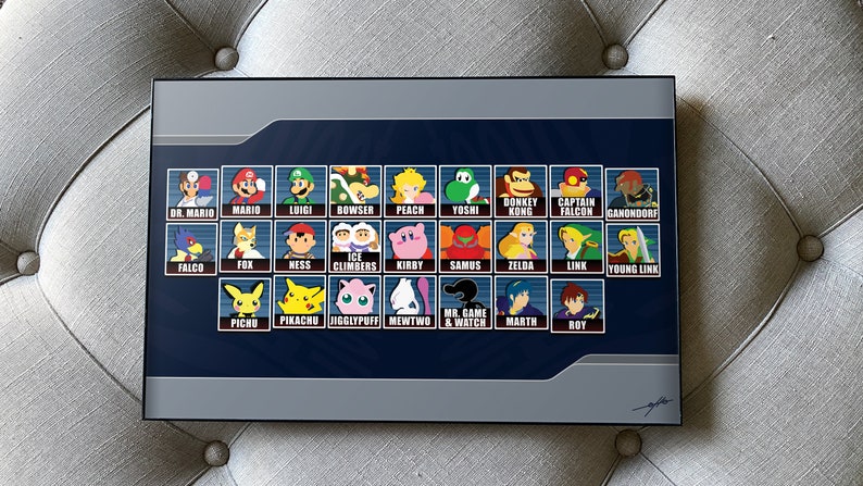 Melee Roster Poster Super Smash Bros. Melee SSBM | Etsy