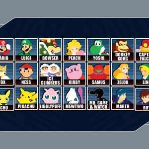 Melee Roster Poster - Super Smash Bros. Melee SSBM - Etsy