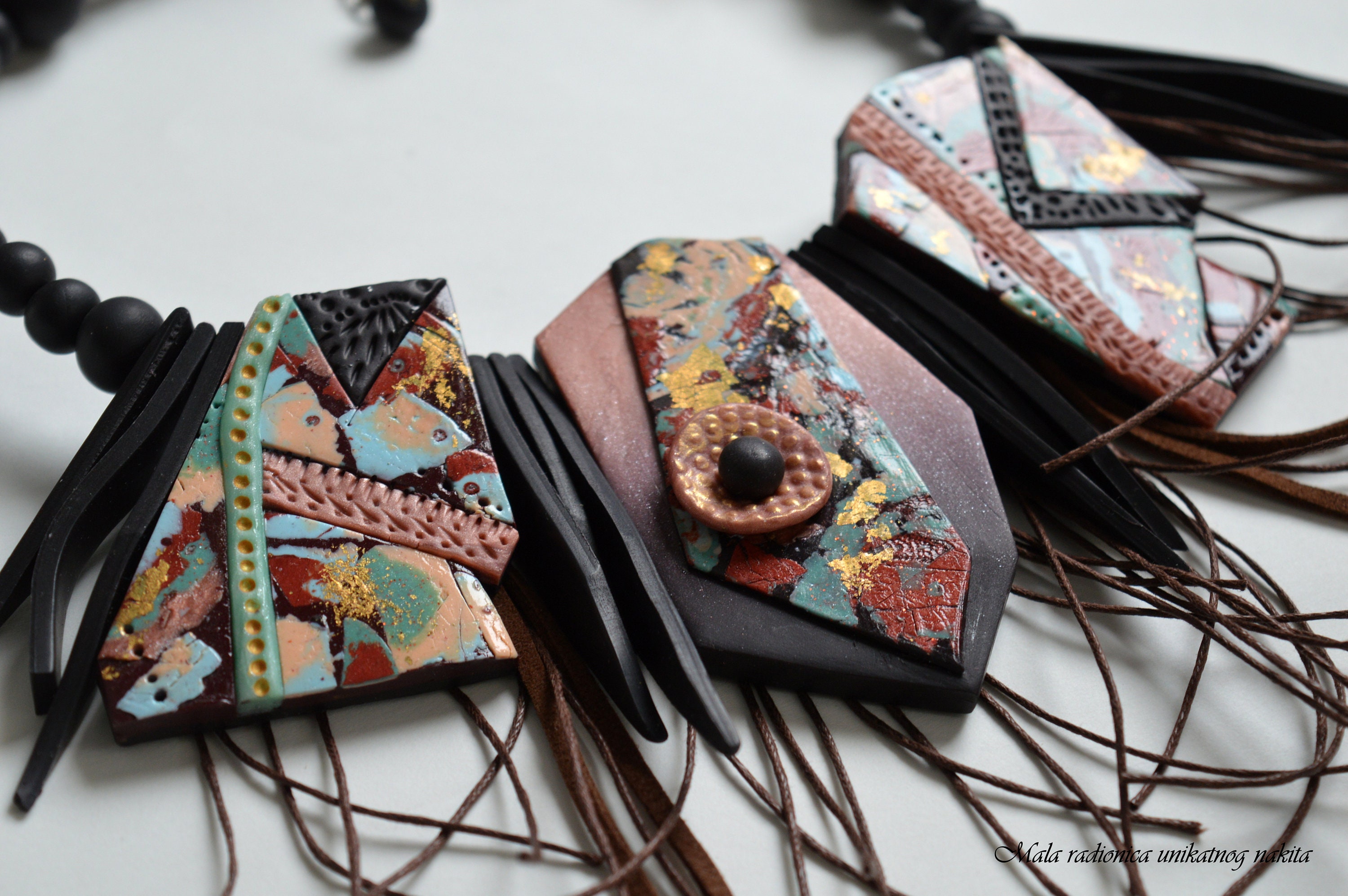 Abstract Necklace polymer Clay Necklace boho - Etsy