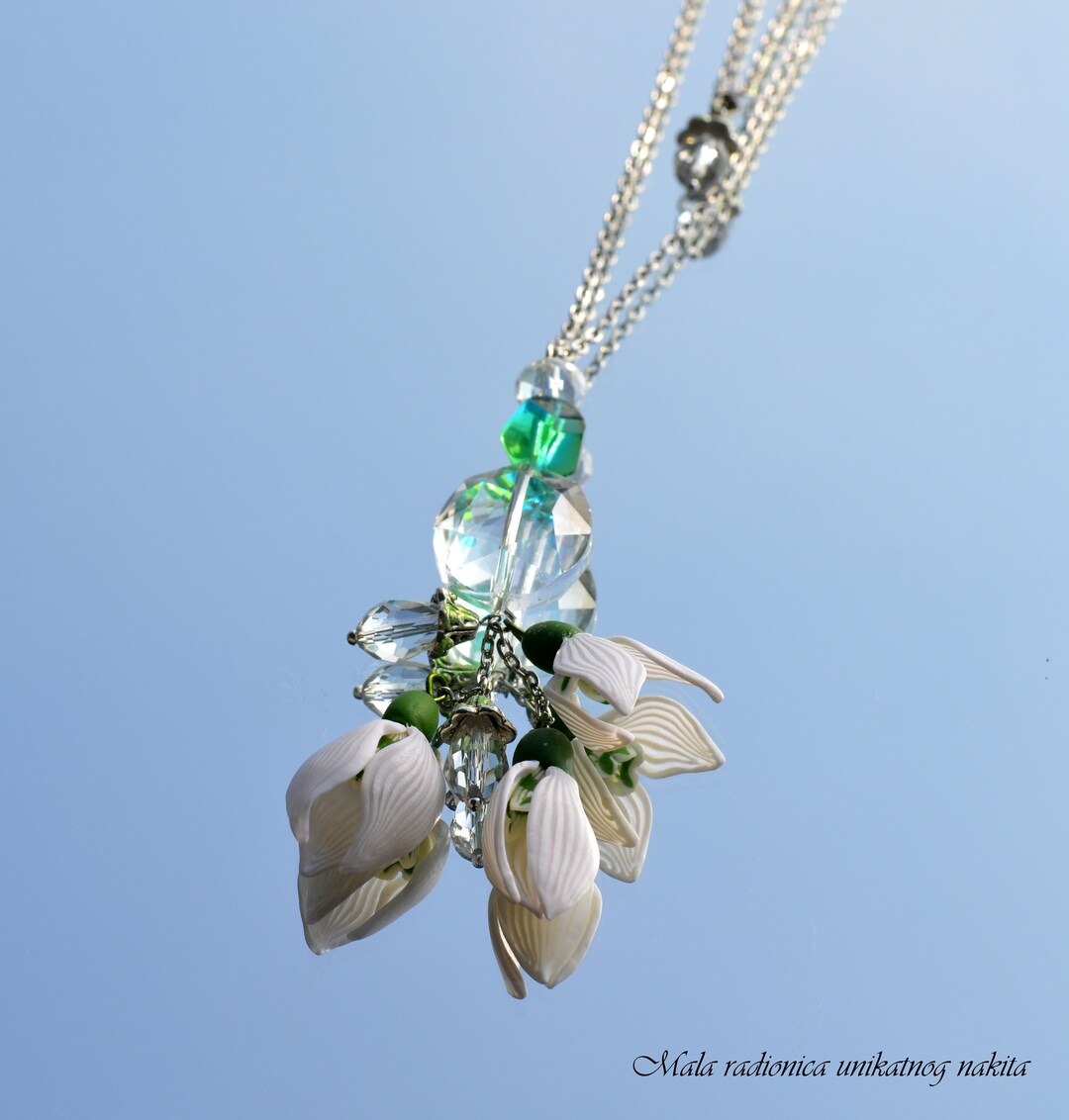 Three Snowdrops Made With Polymer Clay,snowdrops Hand Made Pendant ...