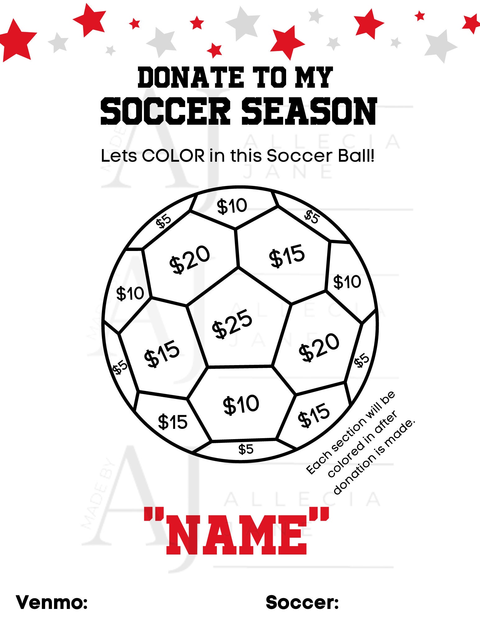 Color in the Soccer Ball Fundraiser - Etsy