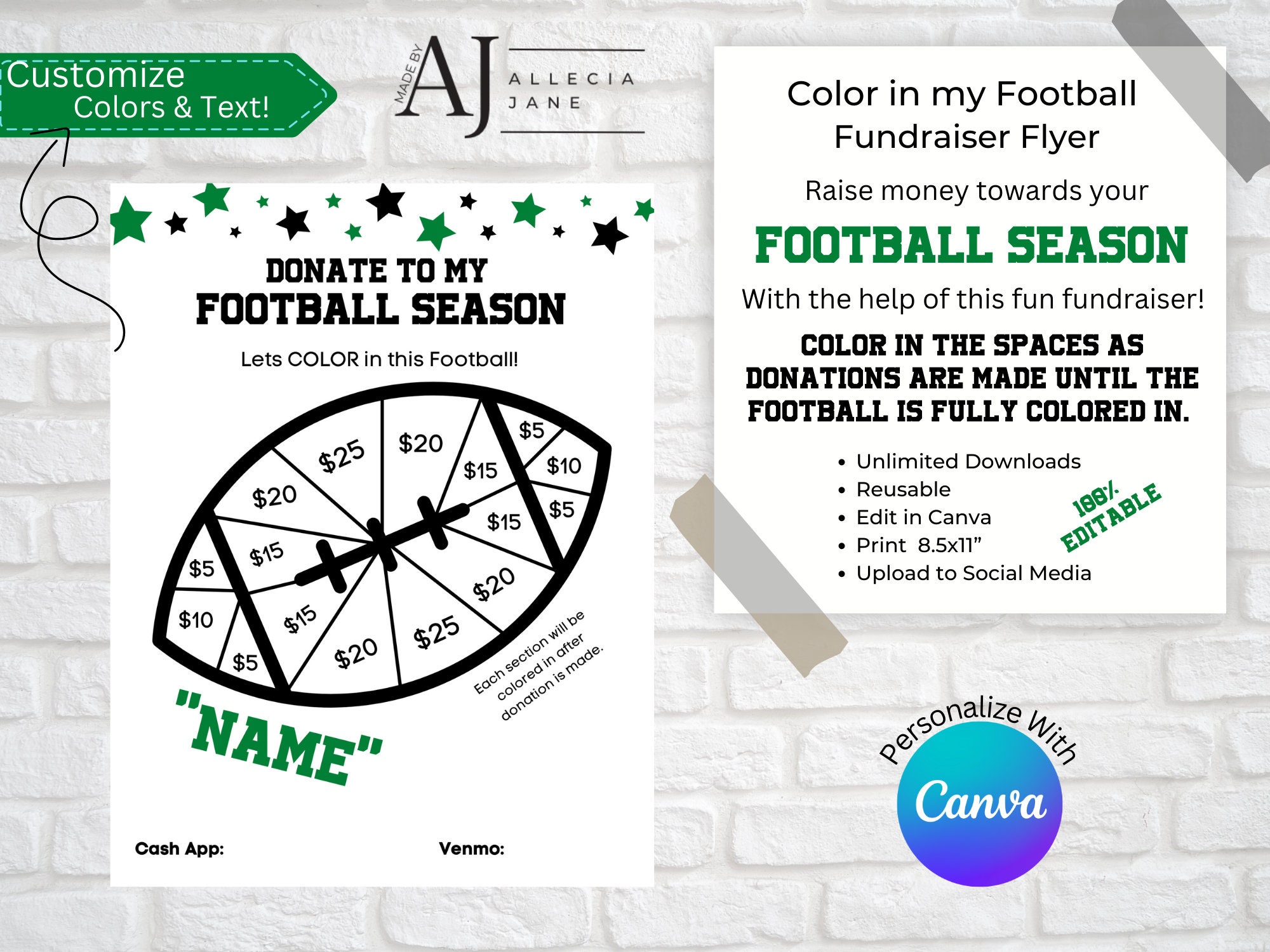 Color in the Football Fundraiser - Etsy