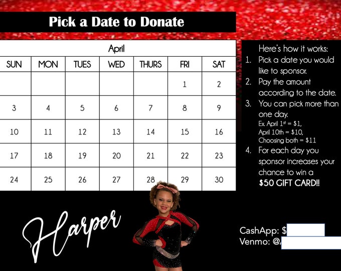 Cheerleading Calendar Fundraiser Template DIGITAL IMAGE Etsy