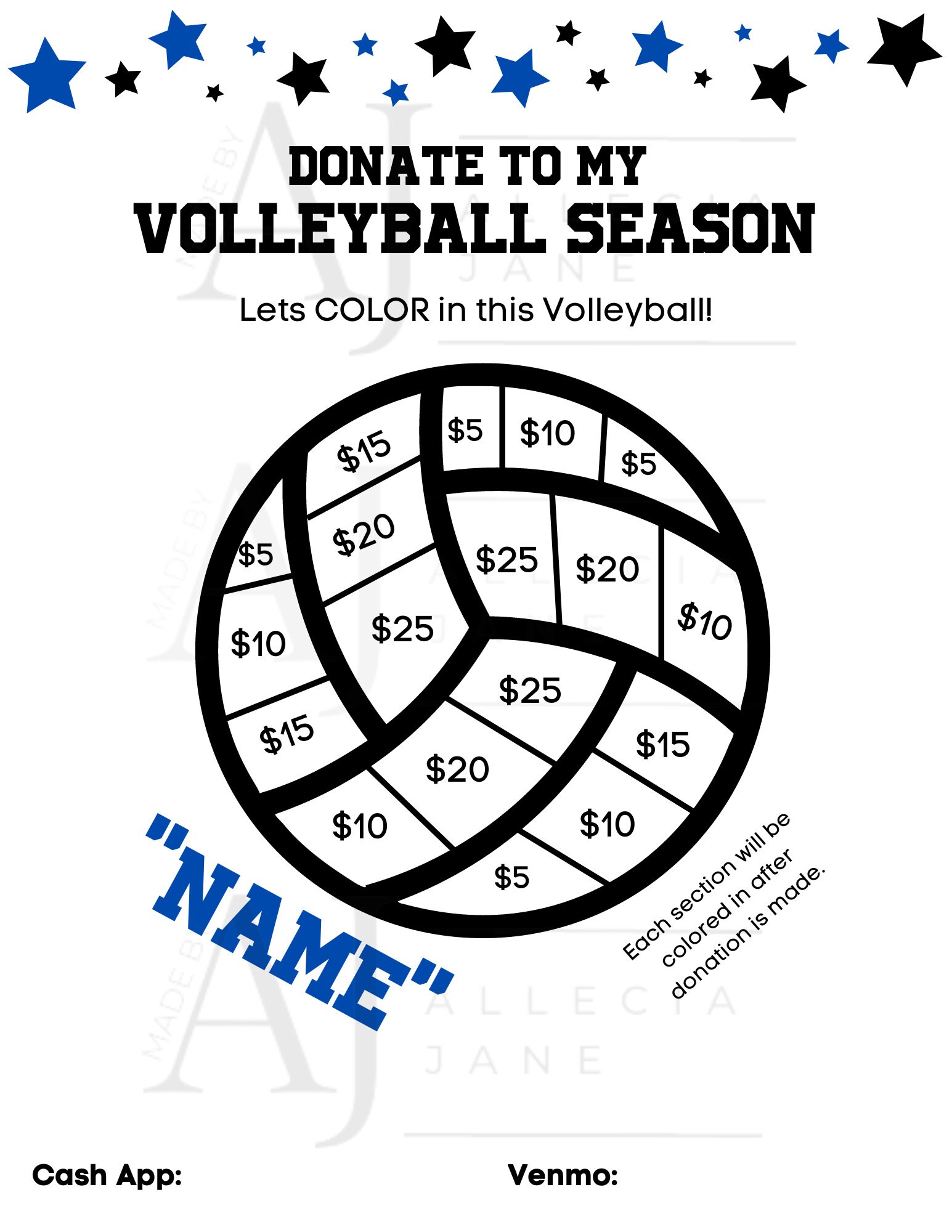 Color in the Volleyball Fundraiser (Download Now) - Etsy