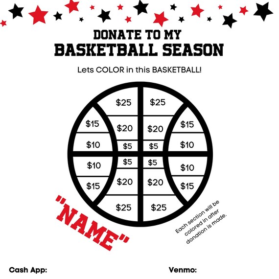 Basketball Fundraiser Color in the Basketball - Etsy