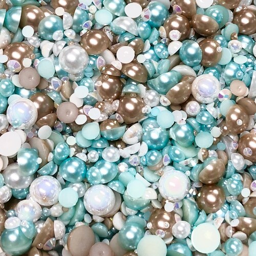 2-10mm Mixed Pearls and Rhinestones Resin Round Flat Back - Etsy